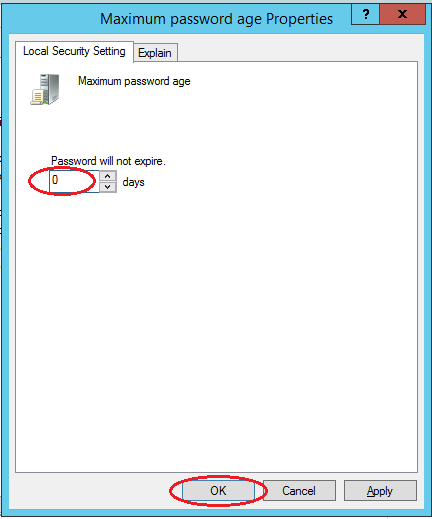 Changing local user password in Windows Server 2012
